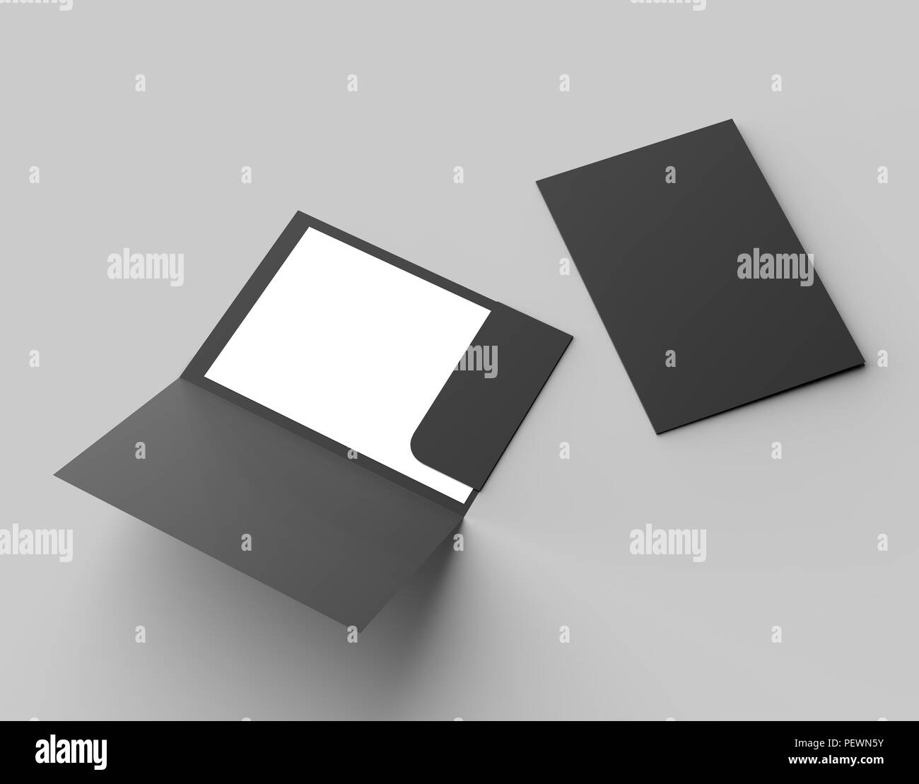 A4 size single pocket reinforced black folder mock up isolated on gray ...