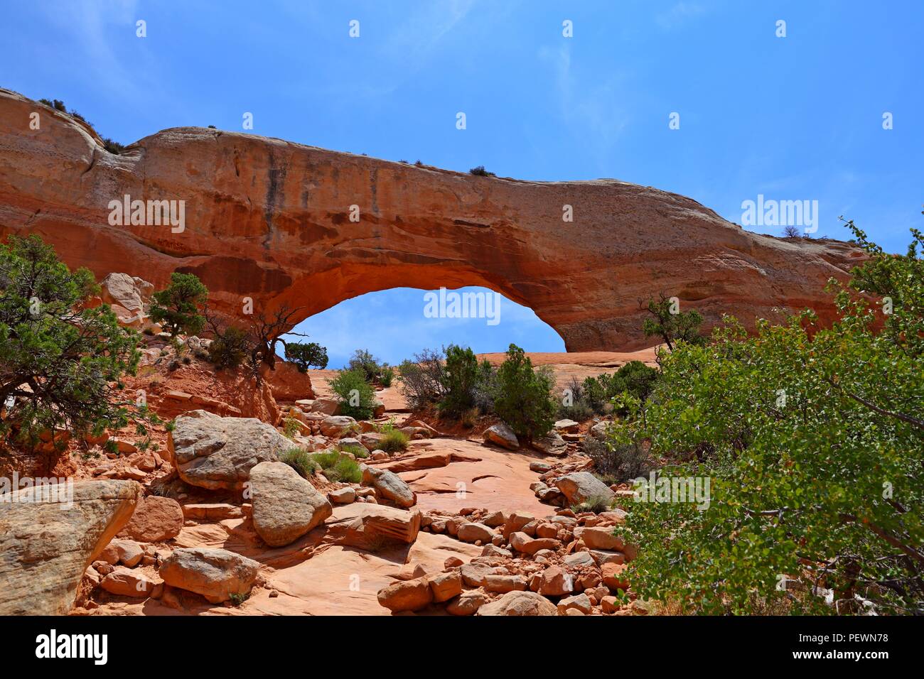 Beautiful Wilson Arch a natural sandstone arch near Moab Utah Stock ...