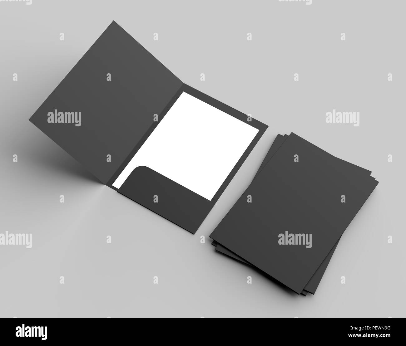 A4 size single pocket reinforced black folder mock up isolated on gray ...