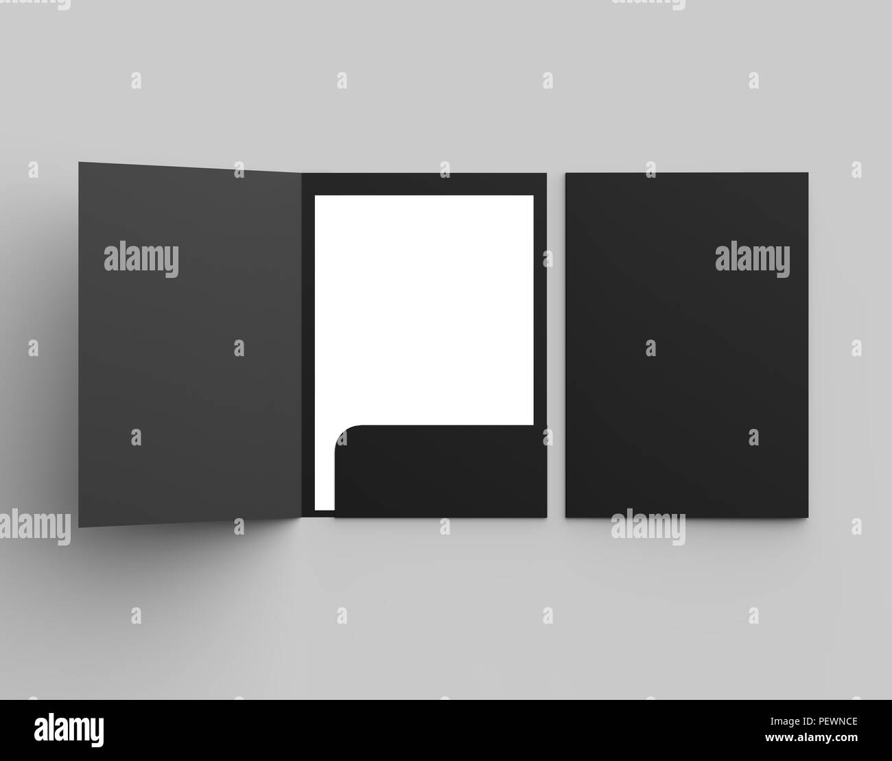A4 Size Single Pocket Reinforced Black Folder Mock Up Isolated On Gray Background 3d