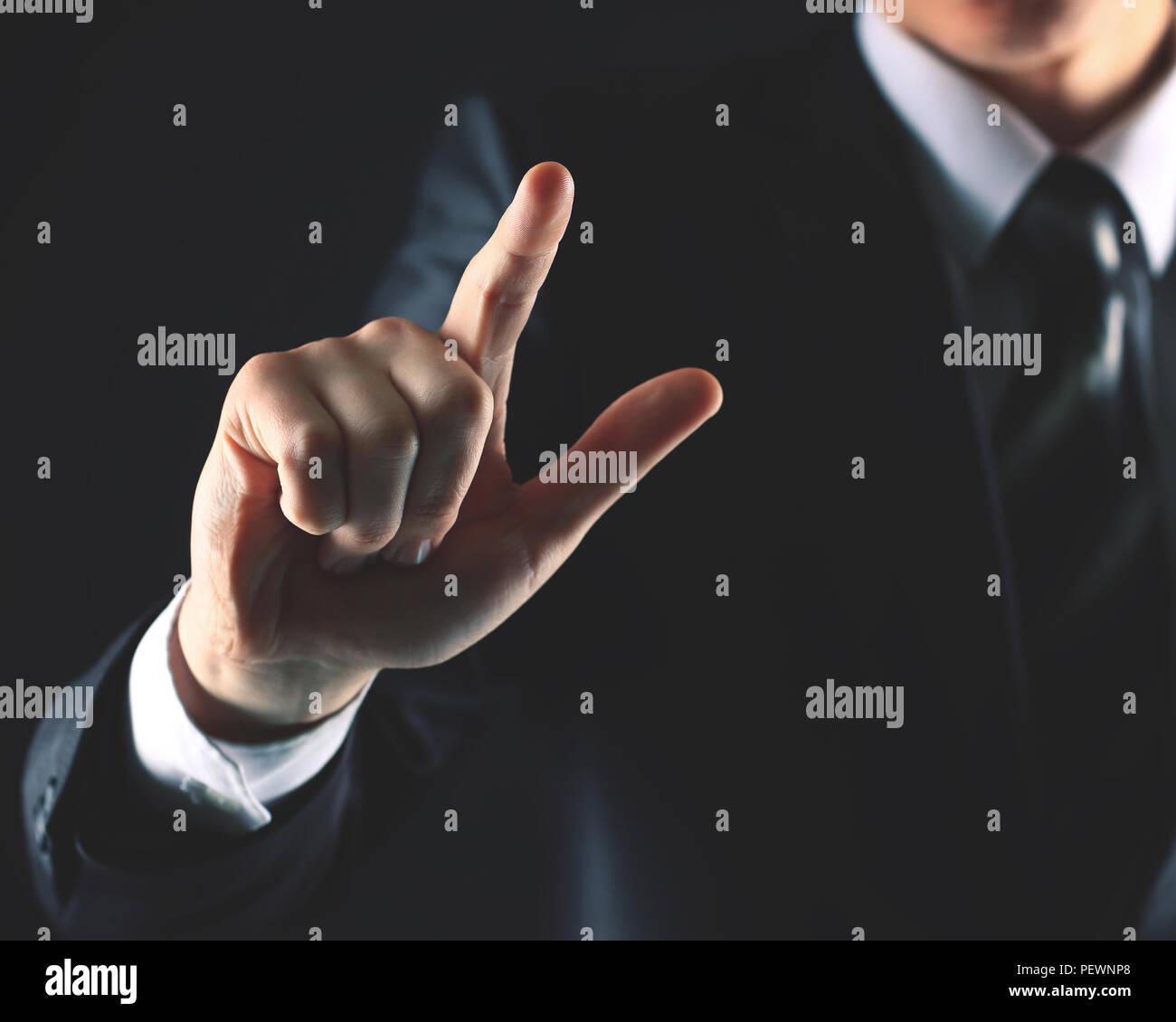 Pressing hand portrait hi-res stock photography and images - Alamy
