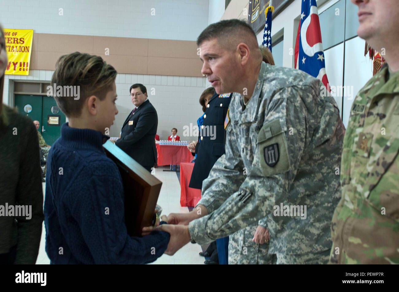 Myles Eckert, son of Sgt. Gary Eckert, 983rd Engineer Battalion, talks ...