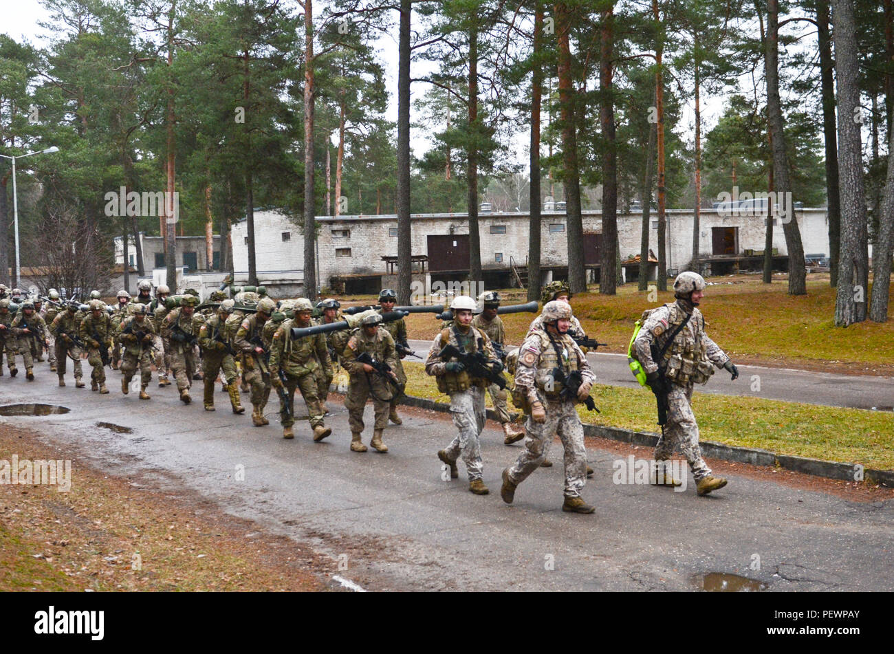 Latvian and U.S. Soldiers arrive at Adazi Training Base after ...