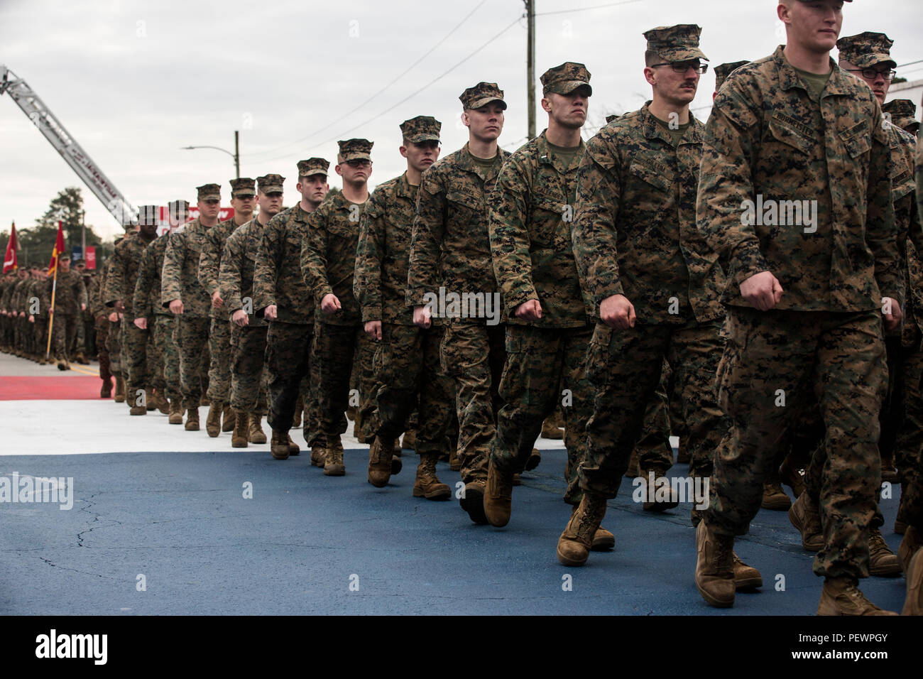 U.S. Marines with 2nd Marine Division (2D MARDIV) march in a parade in ...