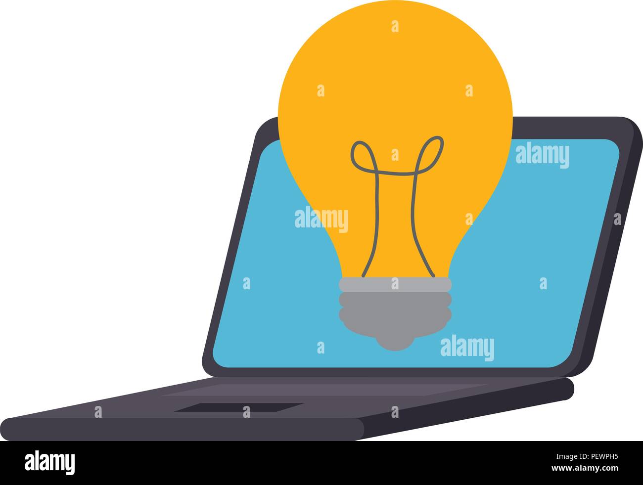 laptop computer with bulb Stock Vector Image & Art - Alamy