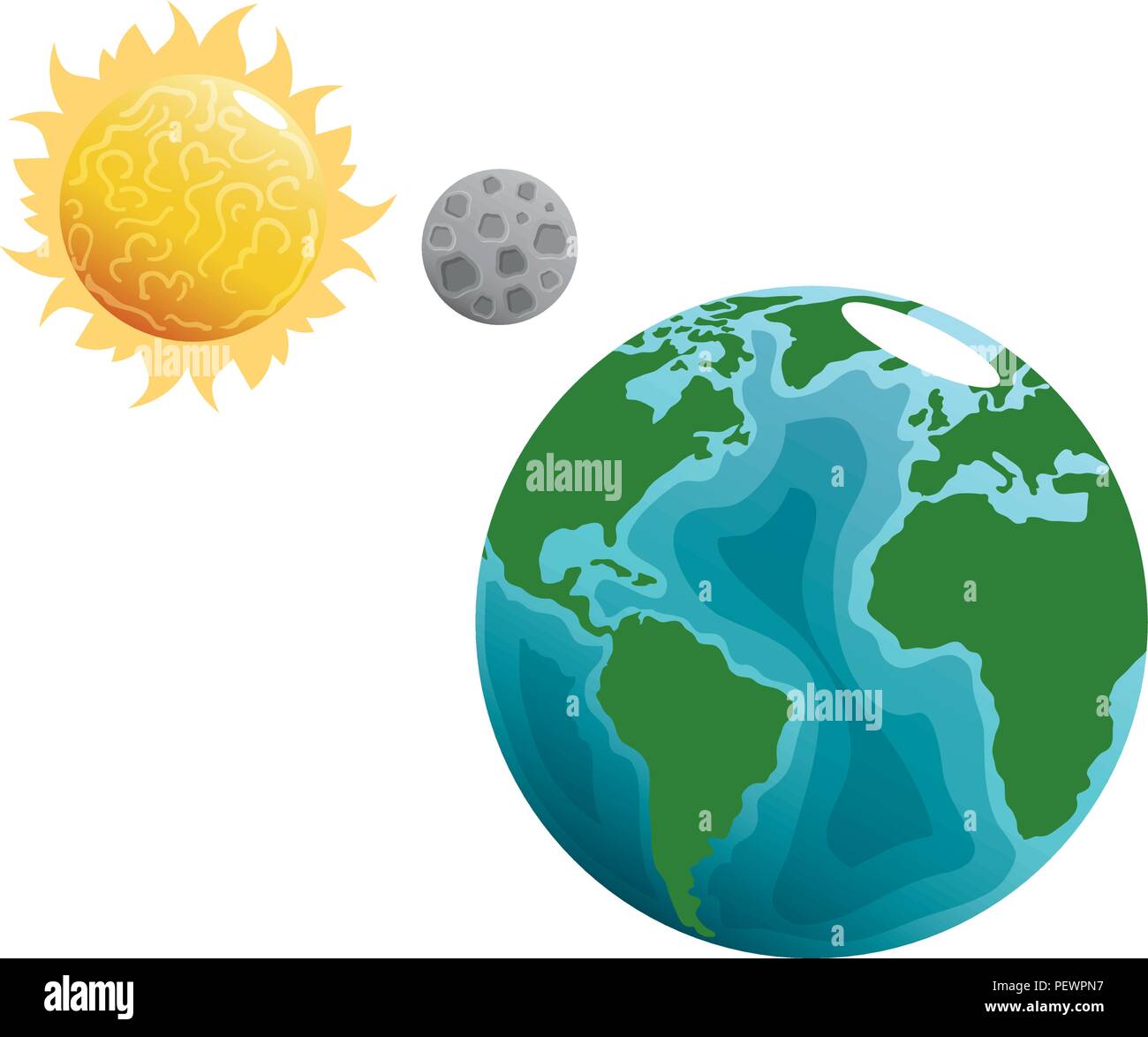 world planet earth with sun and moon Stock Vector Image & Art - Alamy