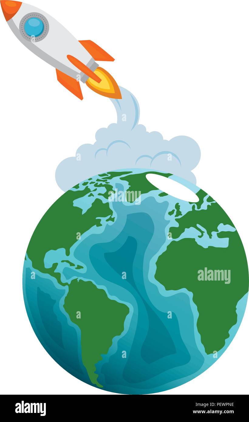 world planet earth with rocket flying Stock Vector Image & Art - Alamy