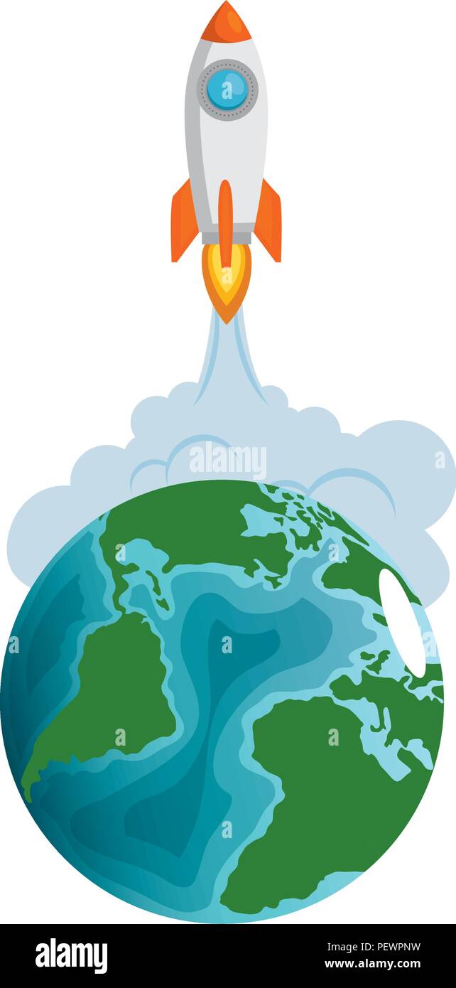 world planet earth with rocket flying Stock Vector Image & Art - Alamy