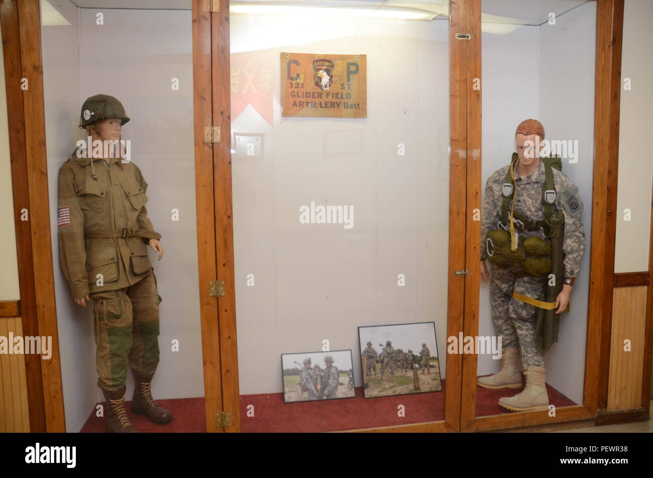 A display case at the 3rd Battalion, 321st Field Artillery Regiment ...