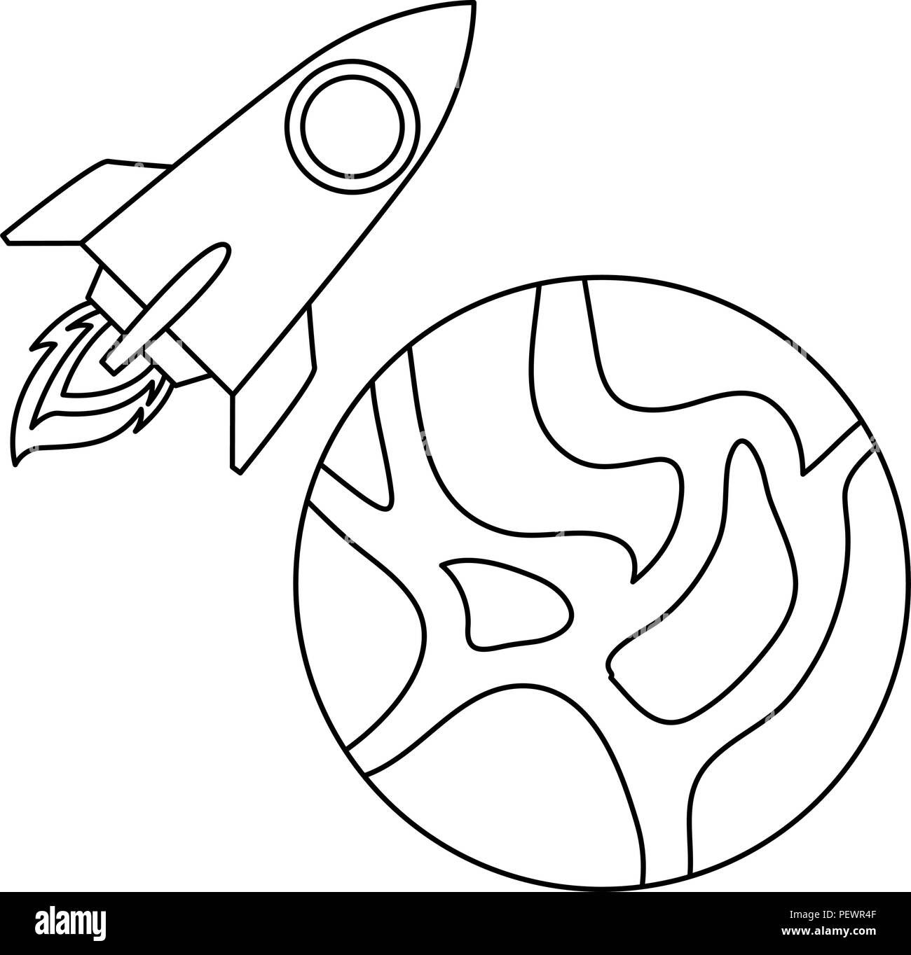 universe planet with rocket flying Stock Vector Image & Art - Alamy