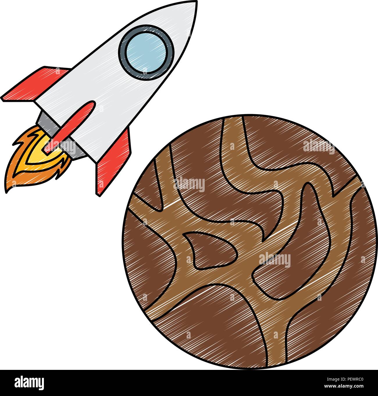universe planet with rocket flying Stock Vector Image & Art - Alamy
