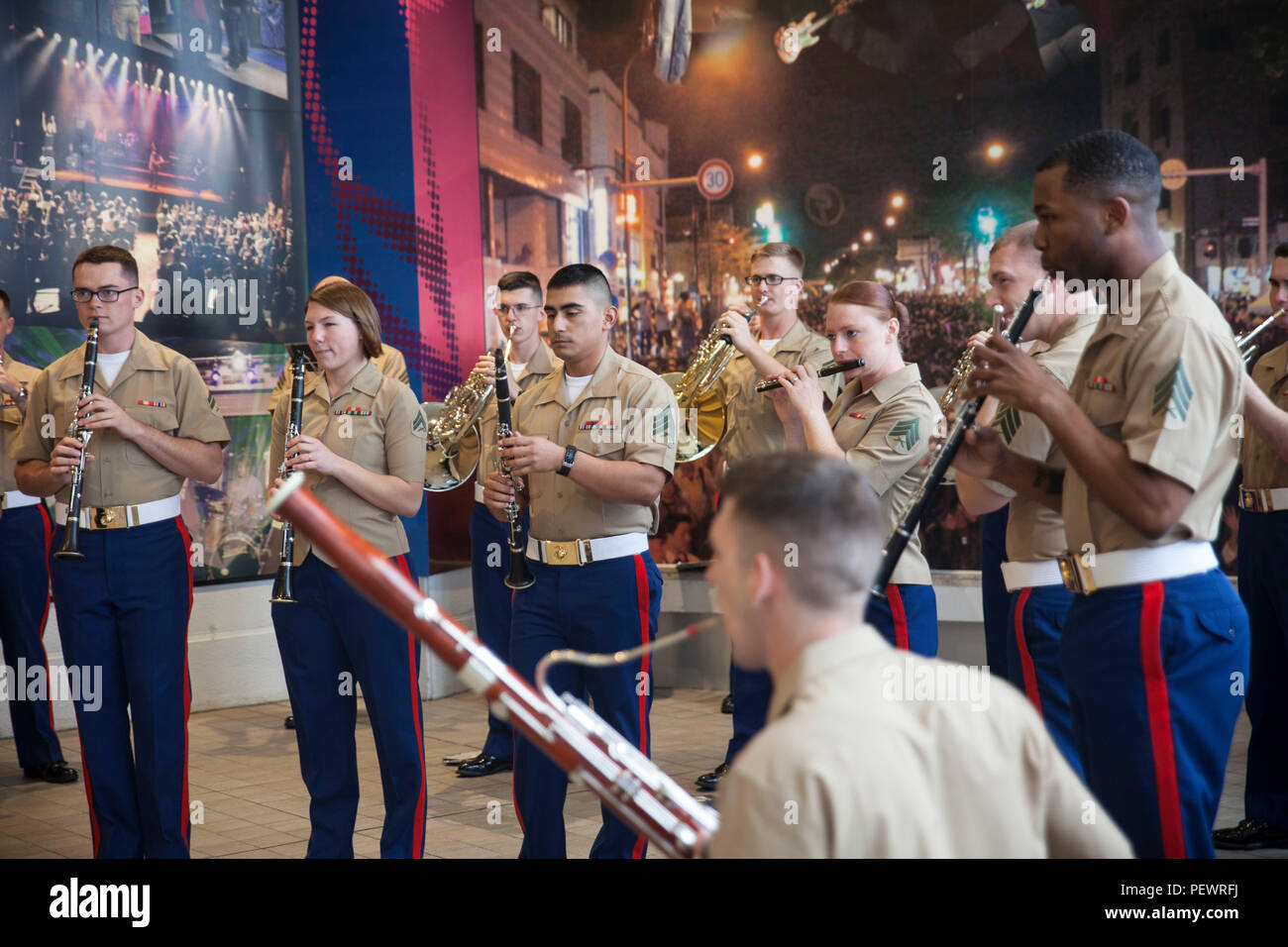 Marines with the III Marine Expeditionary Force Band practice before ...