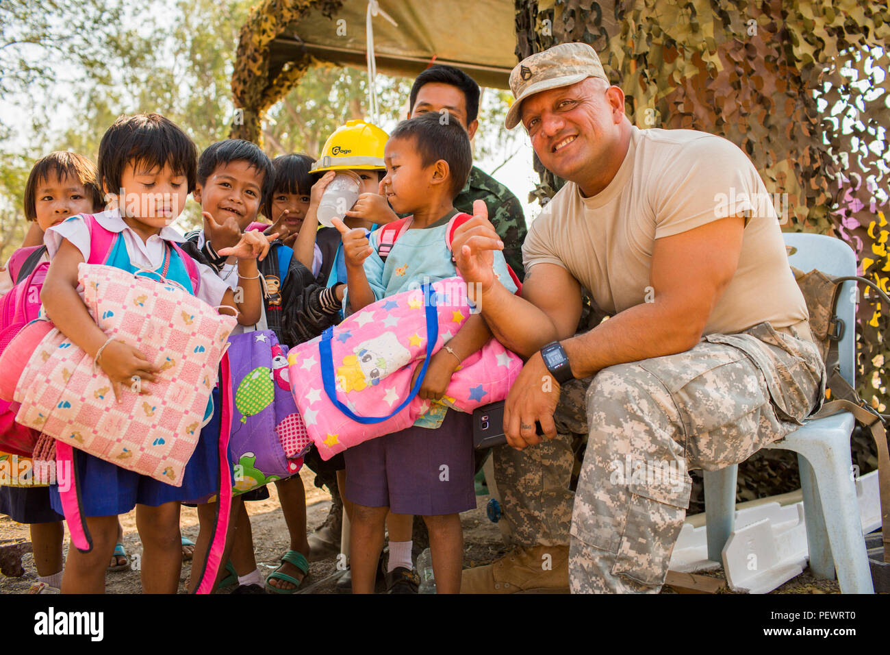 U.S. Army Staff Sgt. Jose Calderon, medic, with the 643rd Engineer ...