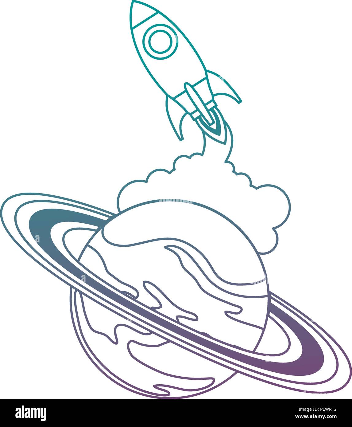 universe planet saturn with rocket flying Stock Vector Image & Art - Alamy
