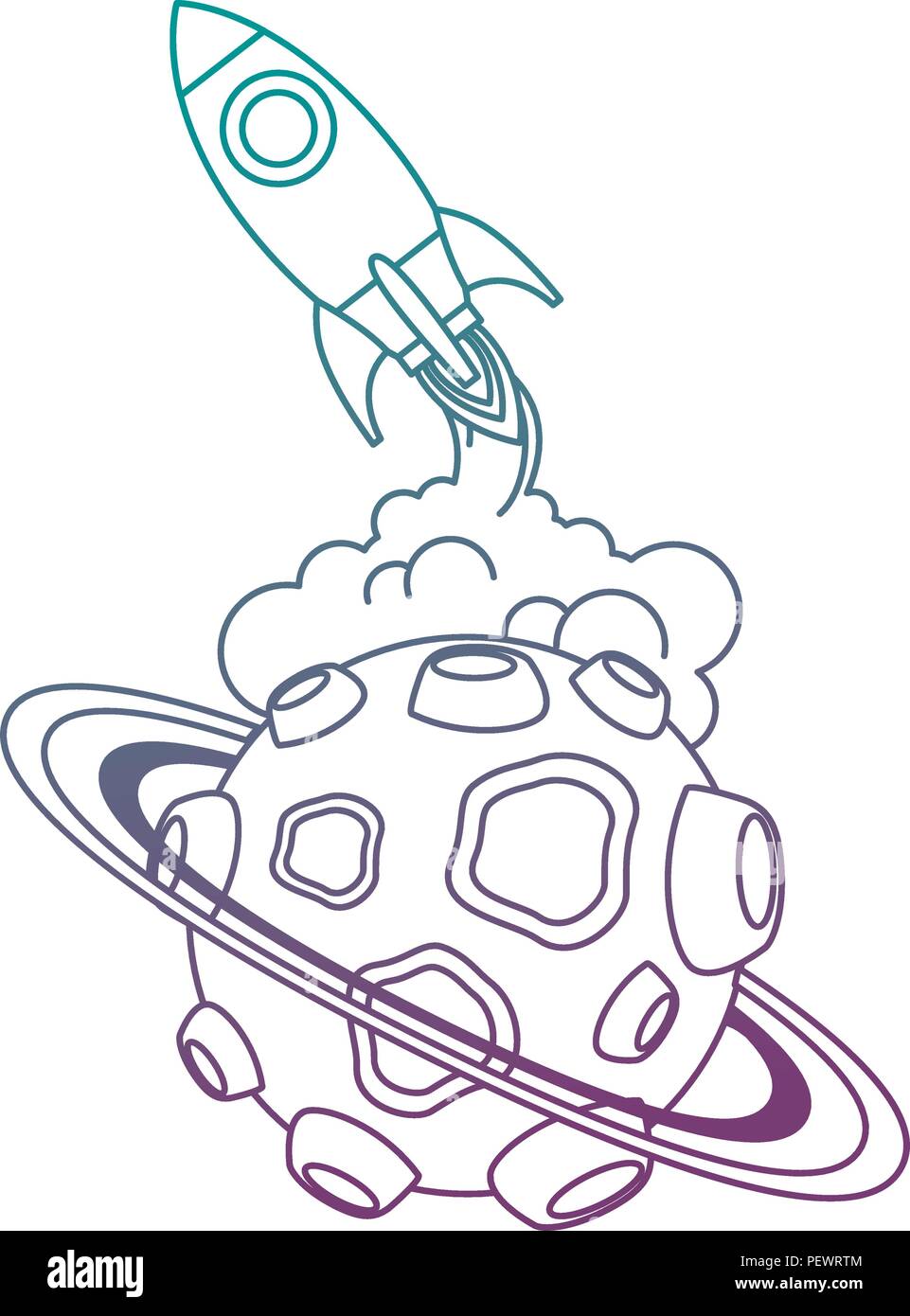 universe planet with craters and rocket flying Stock Vector Image & Art ...