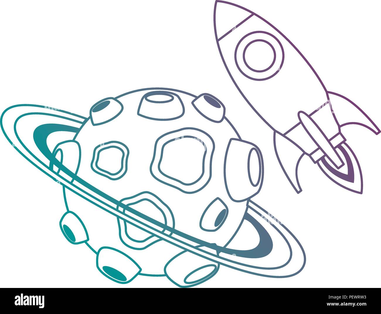 universe planet with craters and rocket flying Stock Vector Image & Art ...