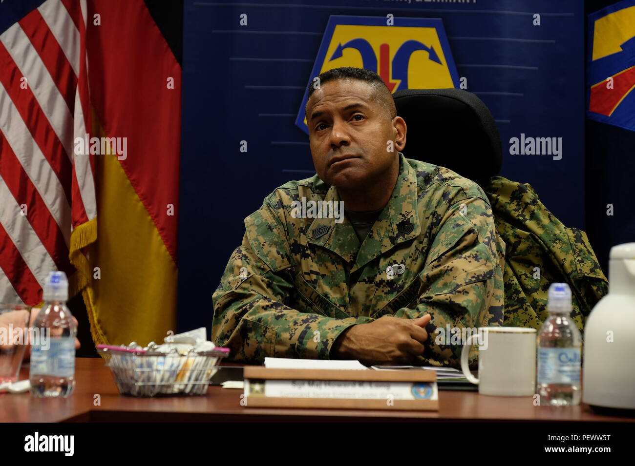 Marine Sgt. Maj. Howard Long, the Command Senior Enlisted Leader to the ...