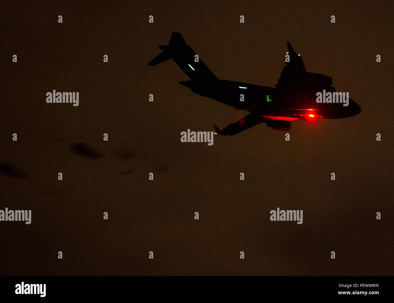 U.S. Air Force aircraft drop off soldiers on Sicily Drop Zone for a ...