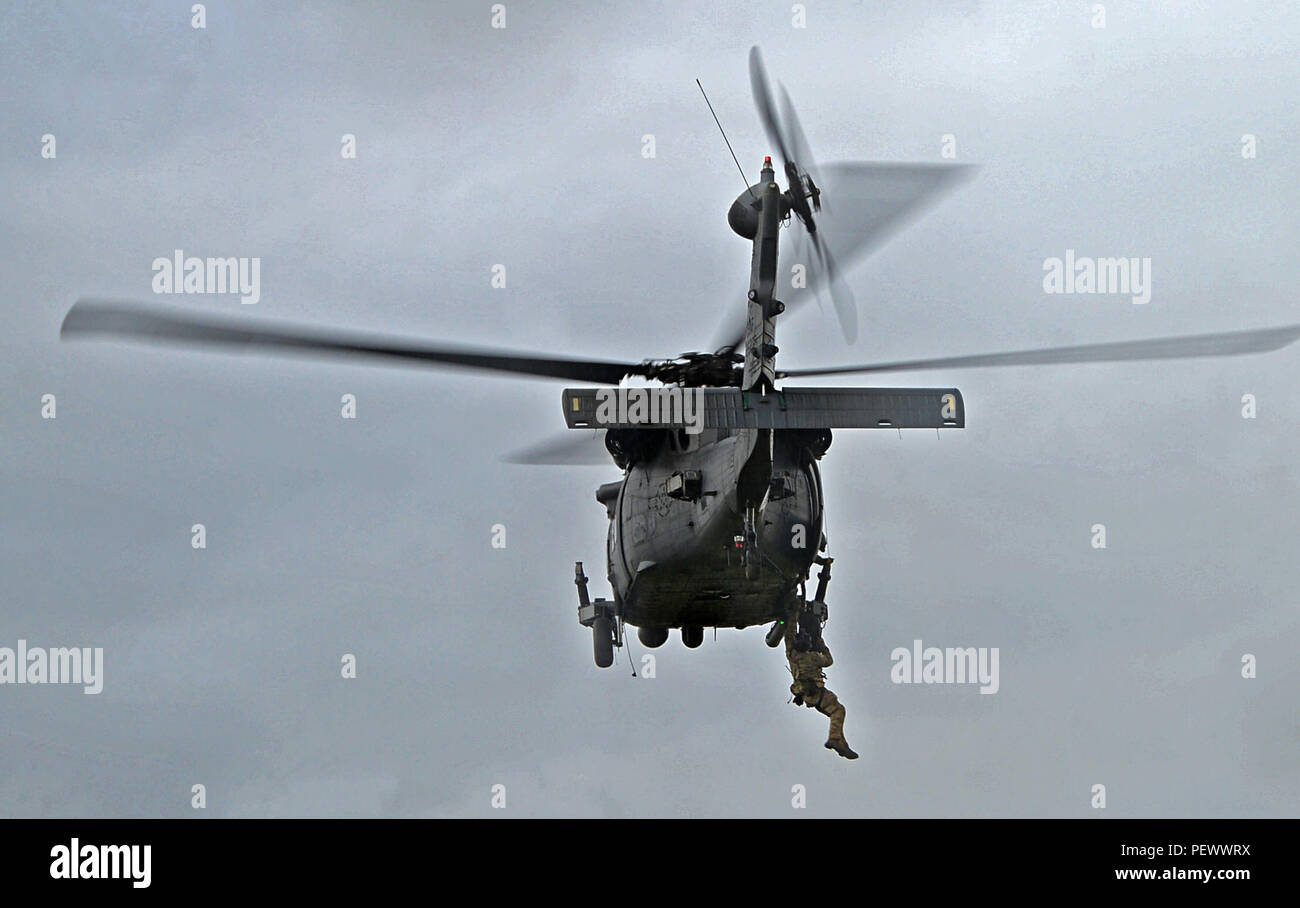 A 57th Rescue Squadron pararescueman participates in a combat search ...