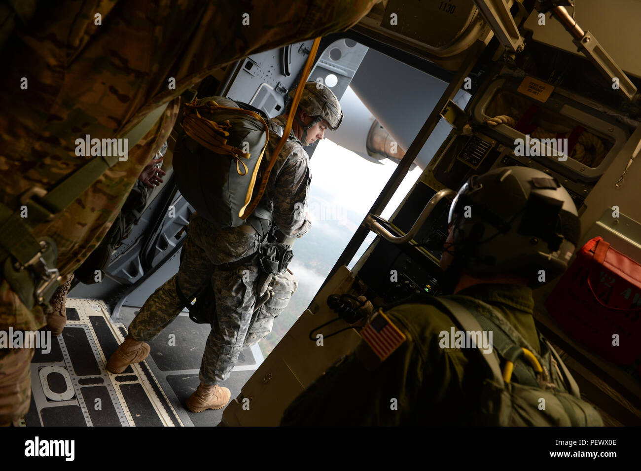 U.S. Army members from the 82nd Airborne Division prepare to jump on ...