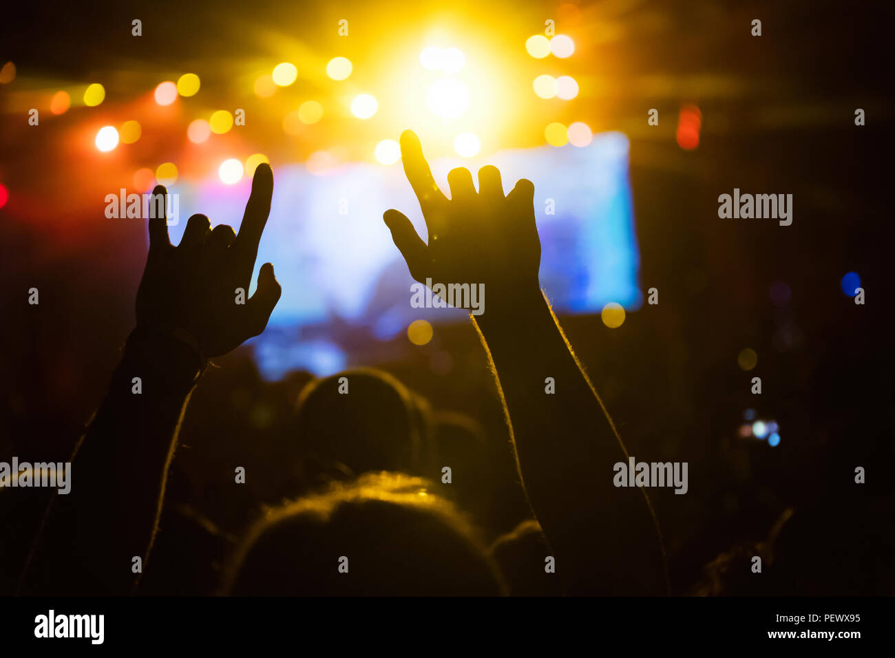 Picture of party people at music festival Stock Photo - Alamy