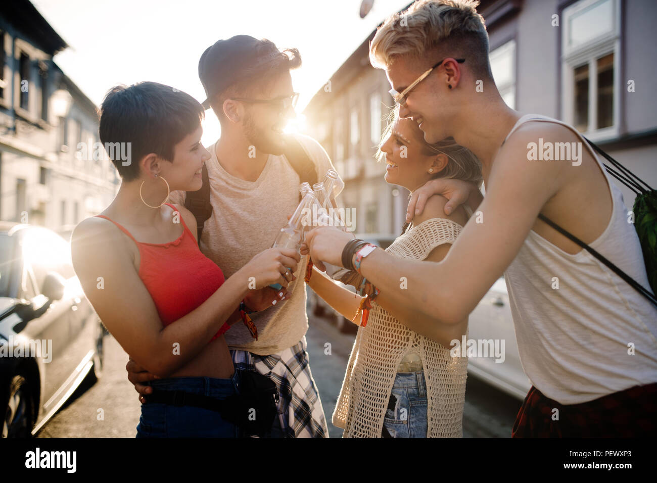 Group of young friends having fun together Stock Photo - Alamy