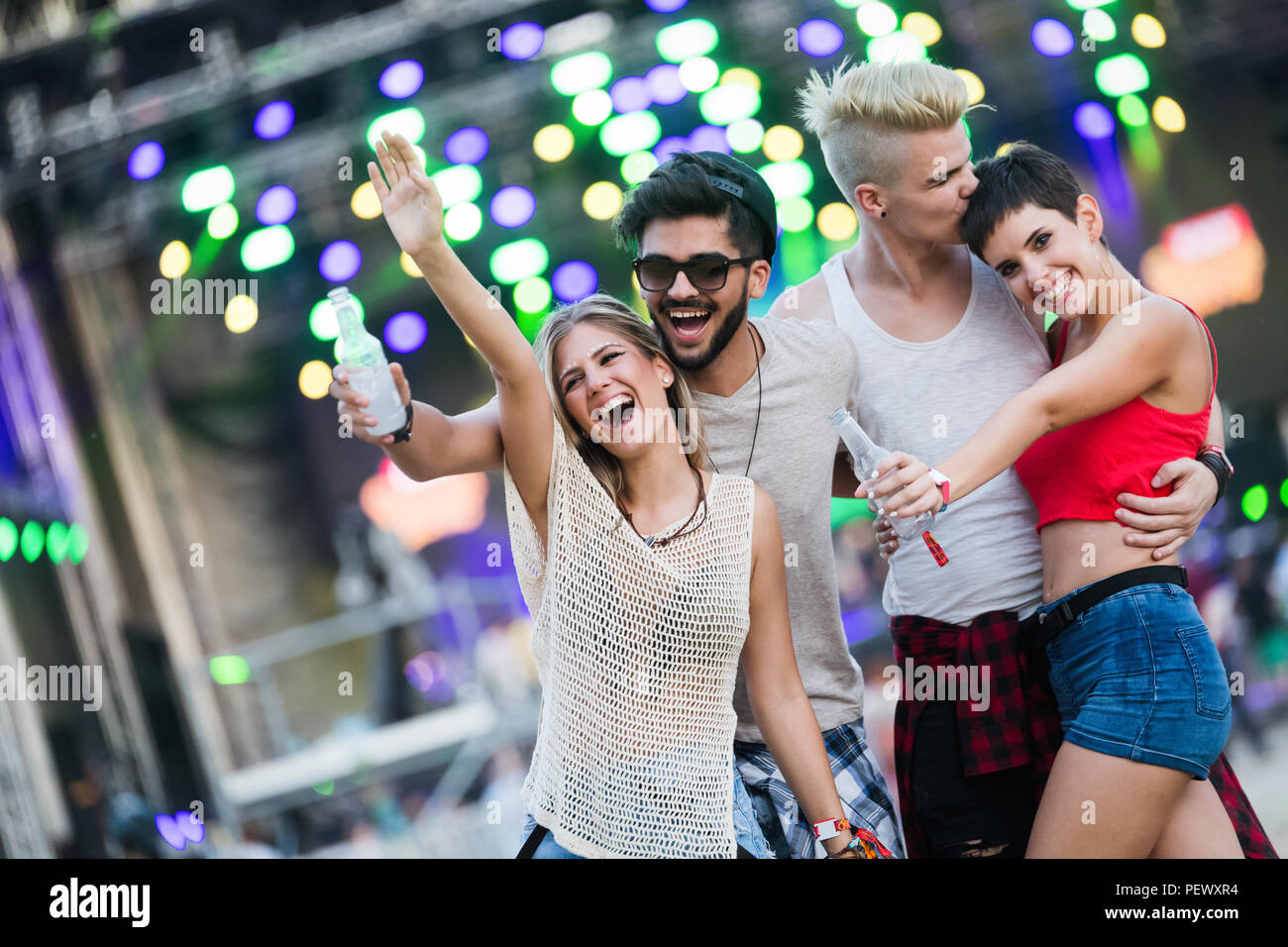 Group friends laughing dancing hi-res stock photography and images - Alamy