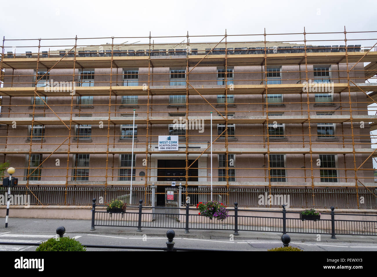 Old School building covered in Scaffolding, ireland Stock Photo - Alamy