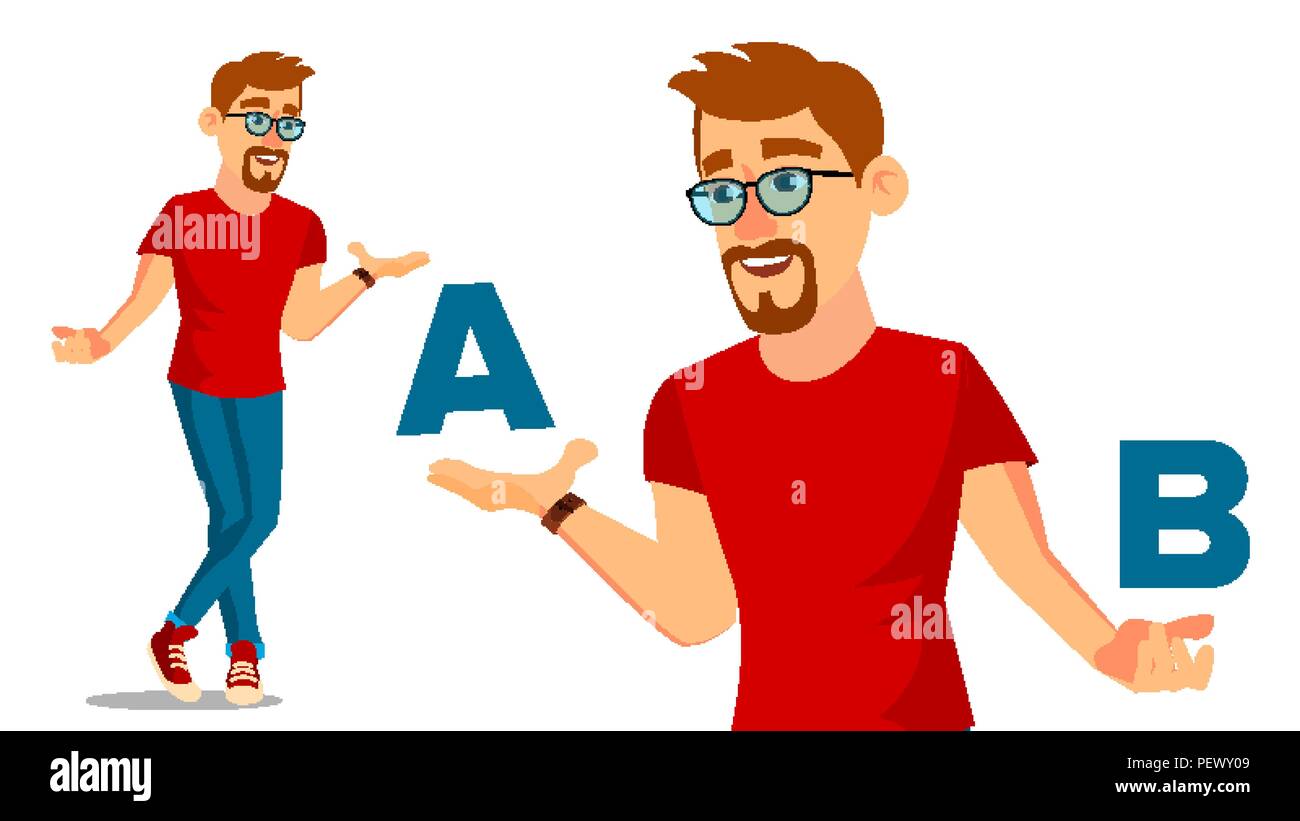European Man Comparing A With B Vector. Good Idea. Carrying A Balance ...