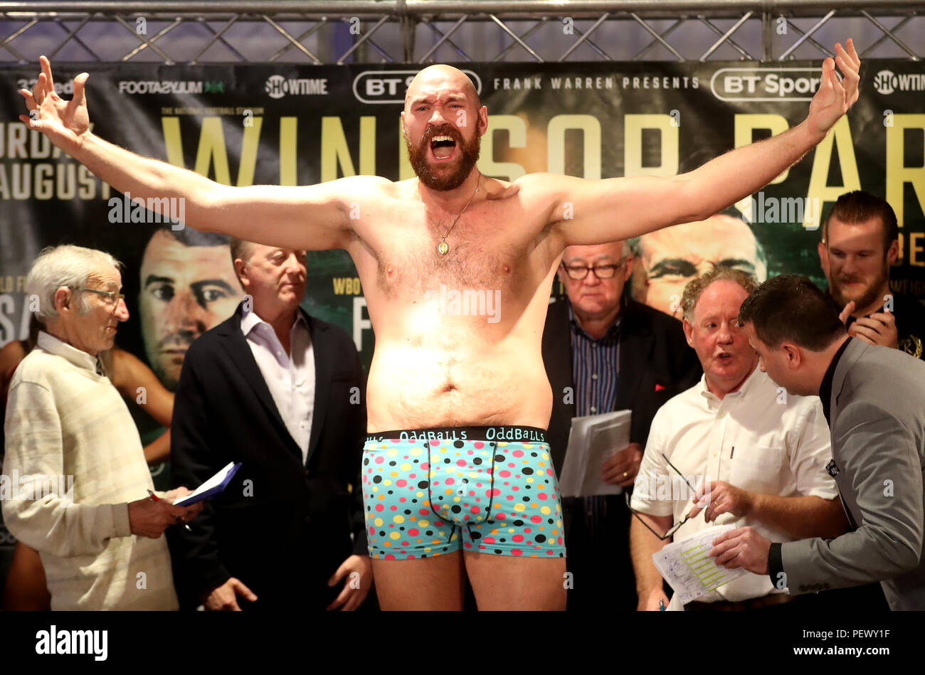 Tyson Fury during the weigh-in at the Europa Hotel, Belfast. PRESS ...