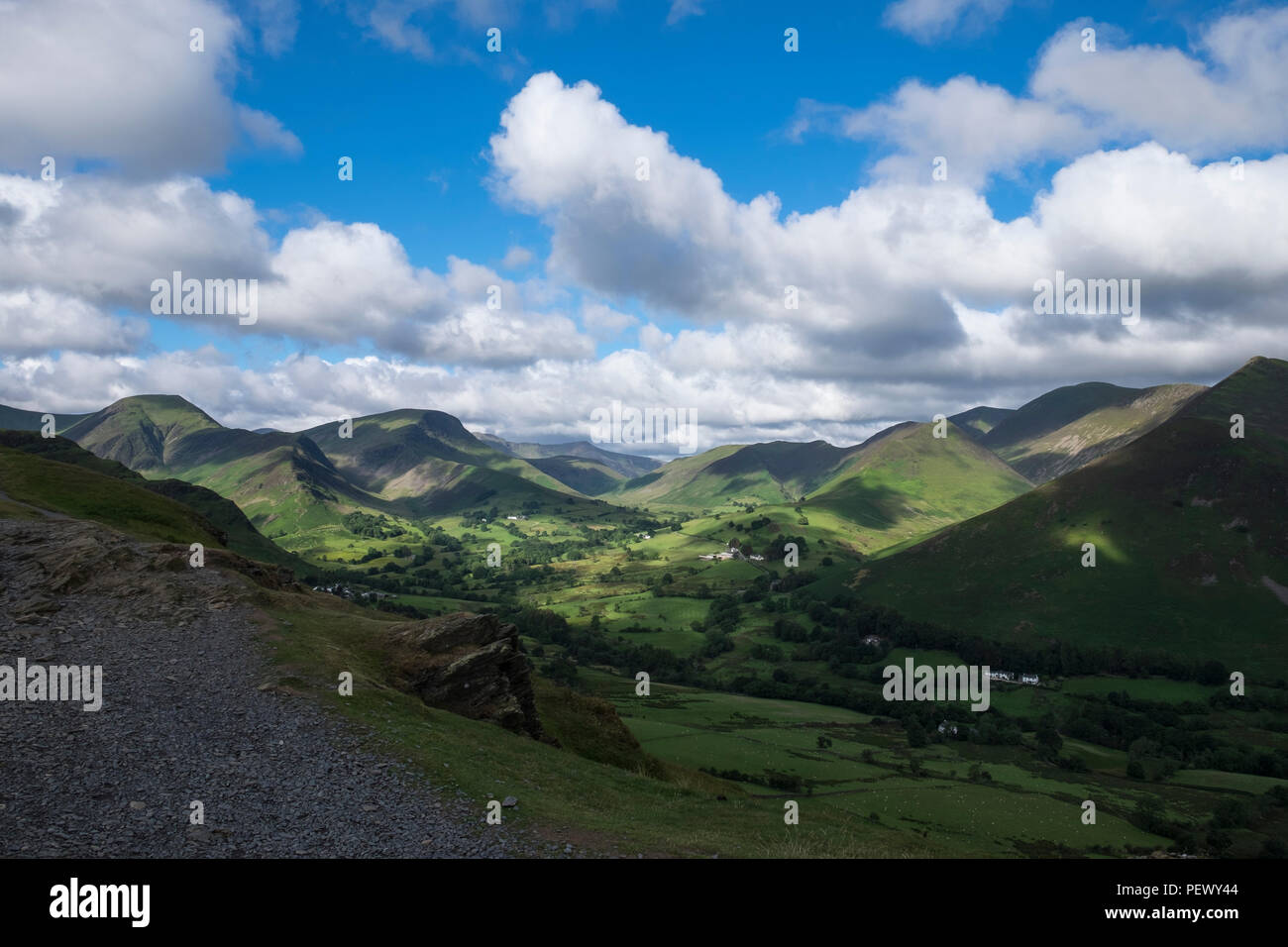 View of Newlands Valley from Cat Bells, Keswick, Lake District, England ...