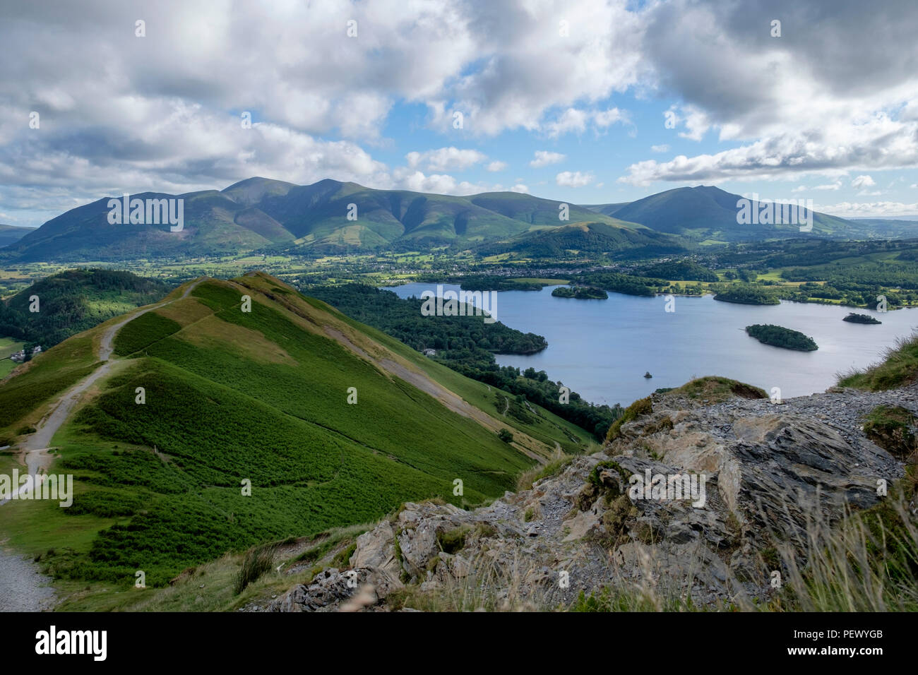 View over Cat Bells to Derwent Water,from Maiden Moor, Keswick, Lake ...