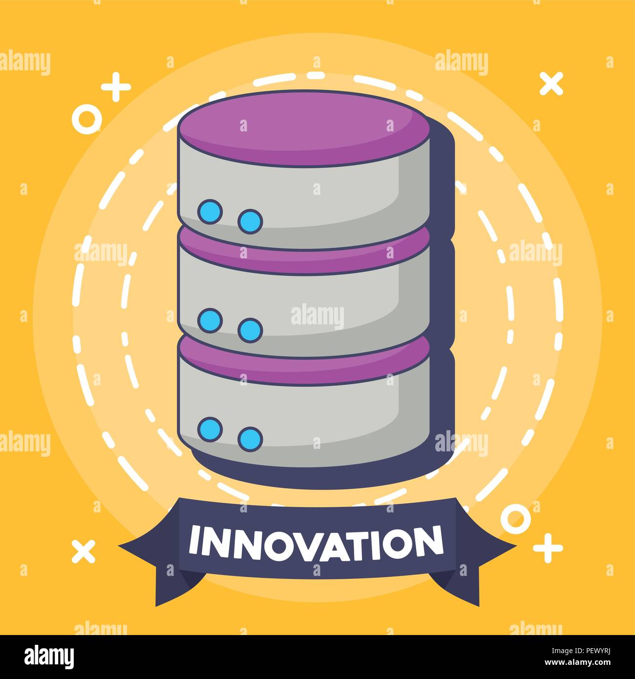 innovation and technology design with data server over yellow ...