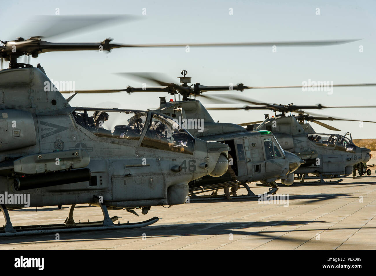 U S Marine Ah 1z Super Cobra Attack Helicopters And Uh 1y Huey