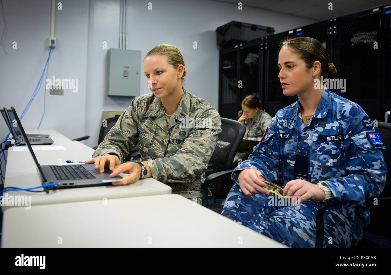 U.S. Air Force 2nd Lt. Kathryn Rew, left, and Royal Australian Air ...