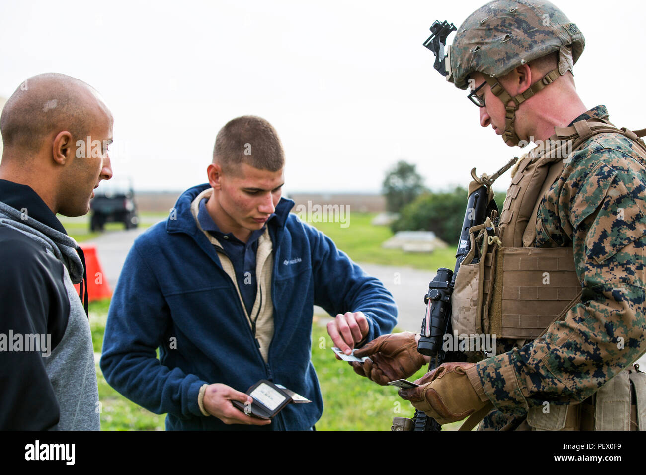 U.S. Marine Corps Cpl. Zeth N. Horr, (right), squad leader, 2nd Platoon ...