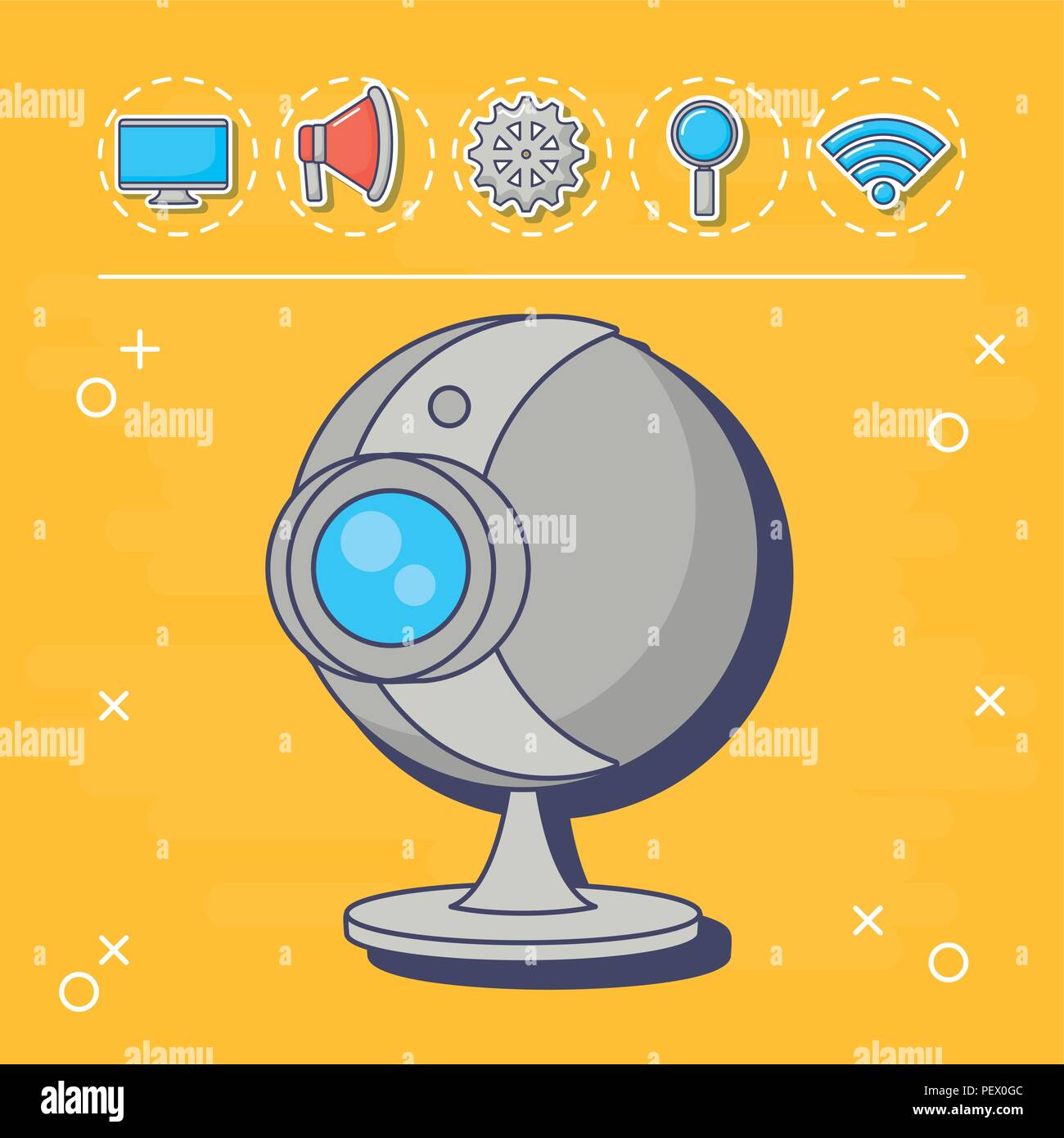 camera web with innovation and technology related icons around over ...