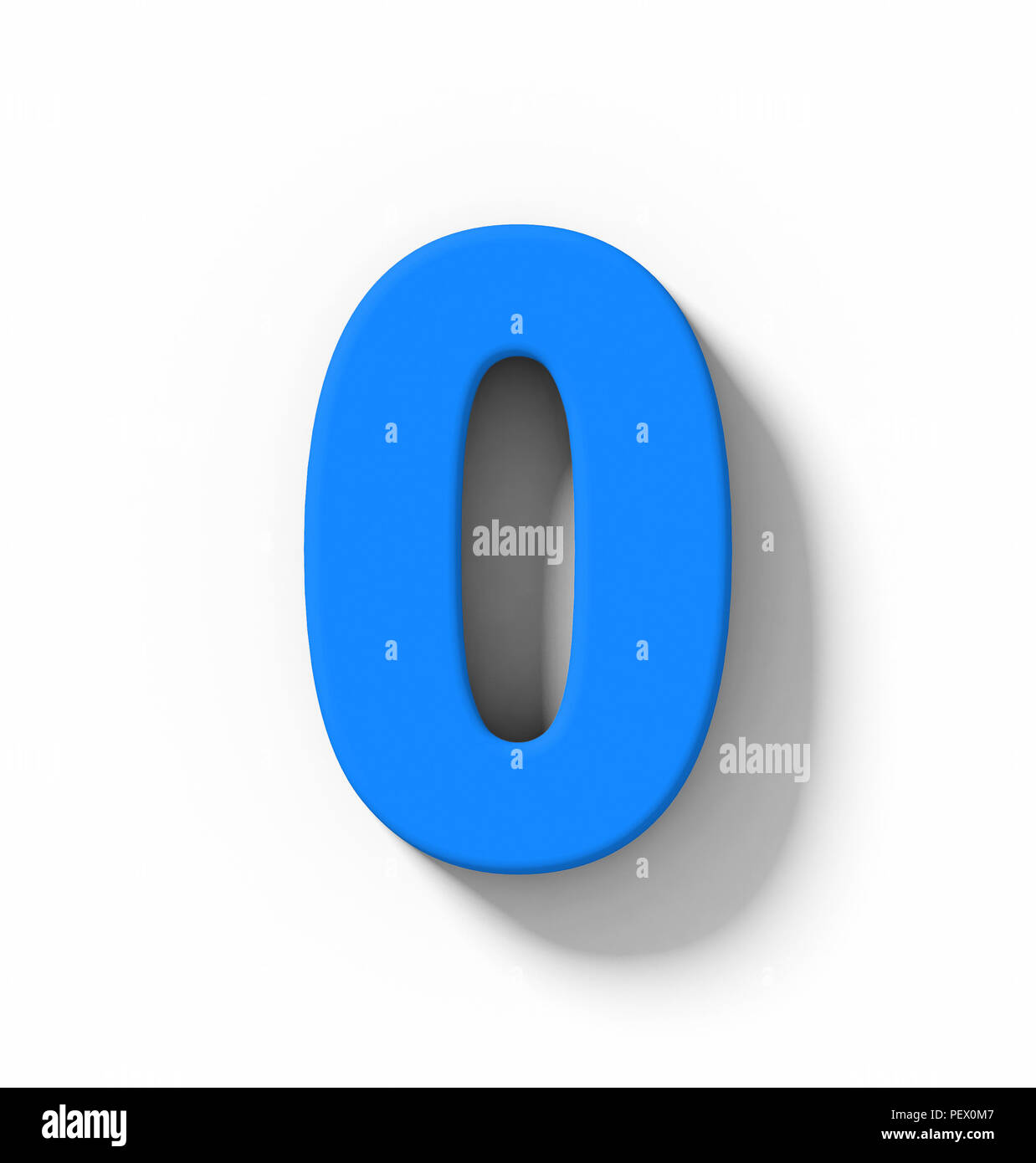 number 0 3D blue isolated on white with shadow - orthogonal projection ...