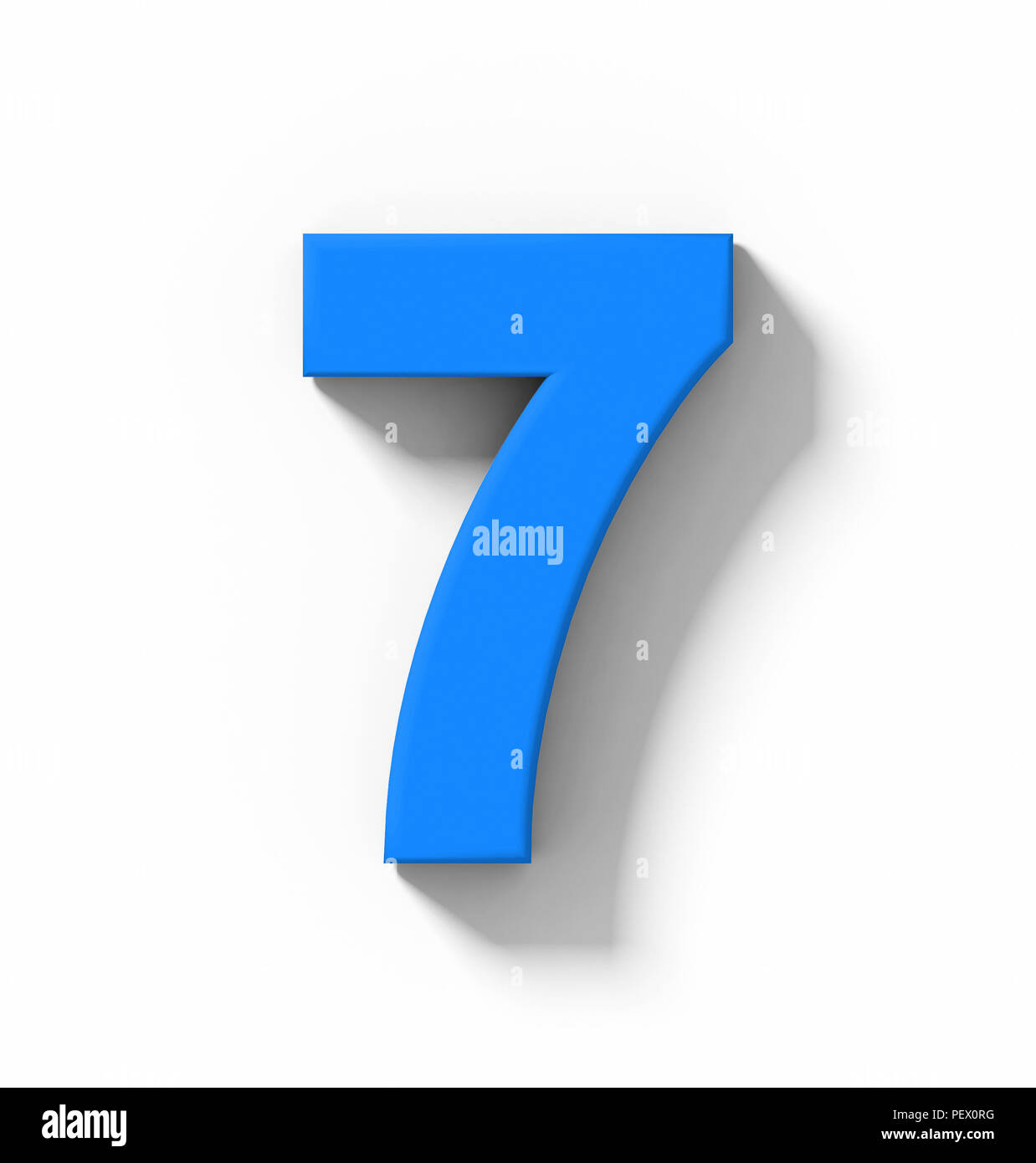number 7 3D blue isolated on white with shadow - orthogonal projection ...