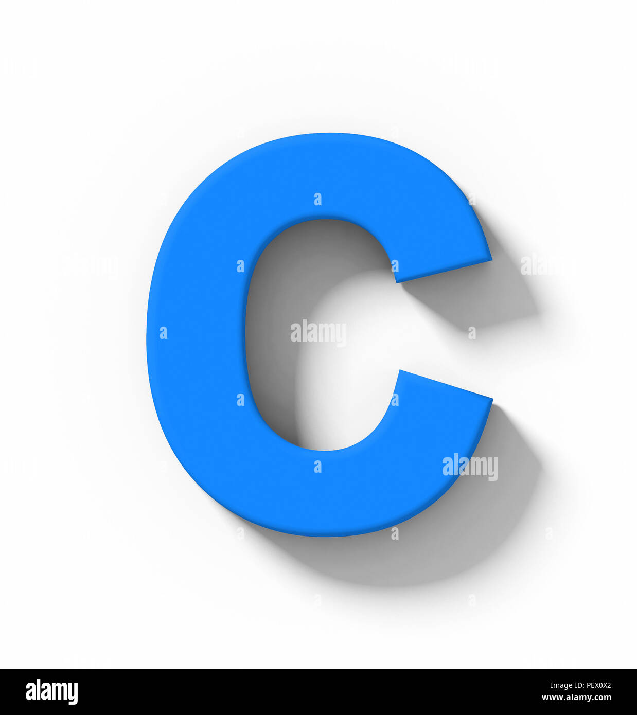 letter C 3D blue isolated on white with shadow - orthogonal projection ...