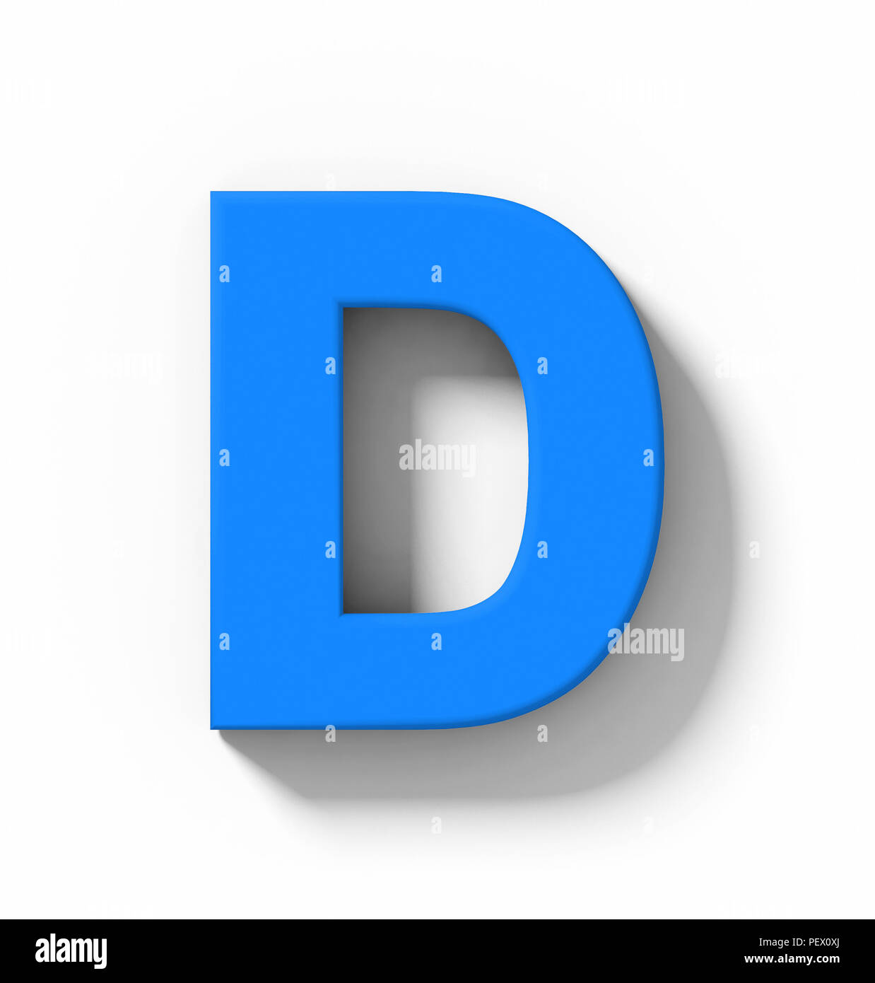 letter D 3D blue isolated on white with shadow - orthogonal projection ...