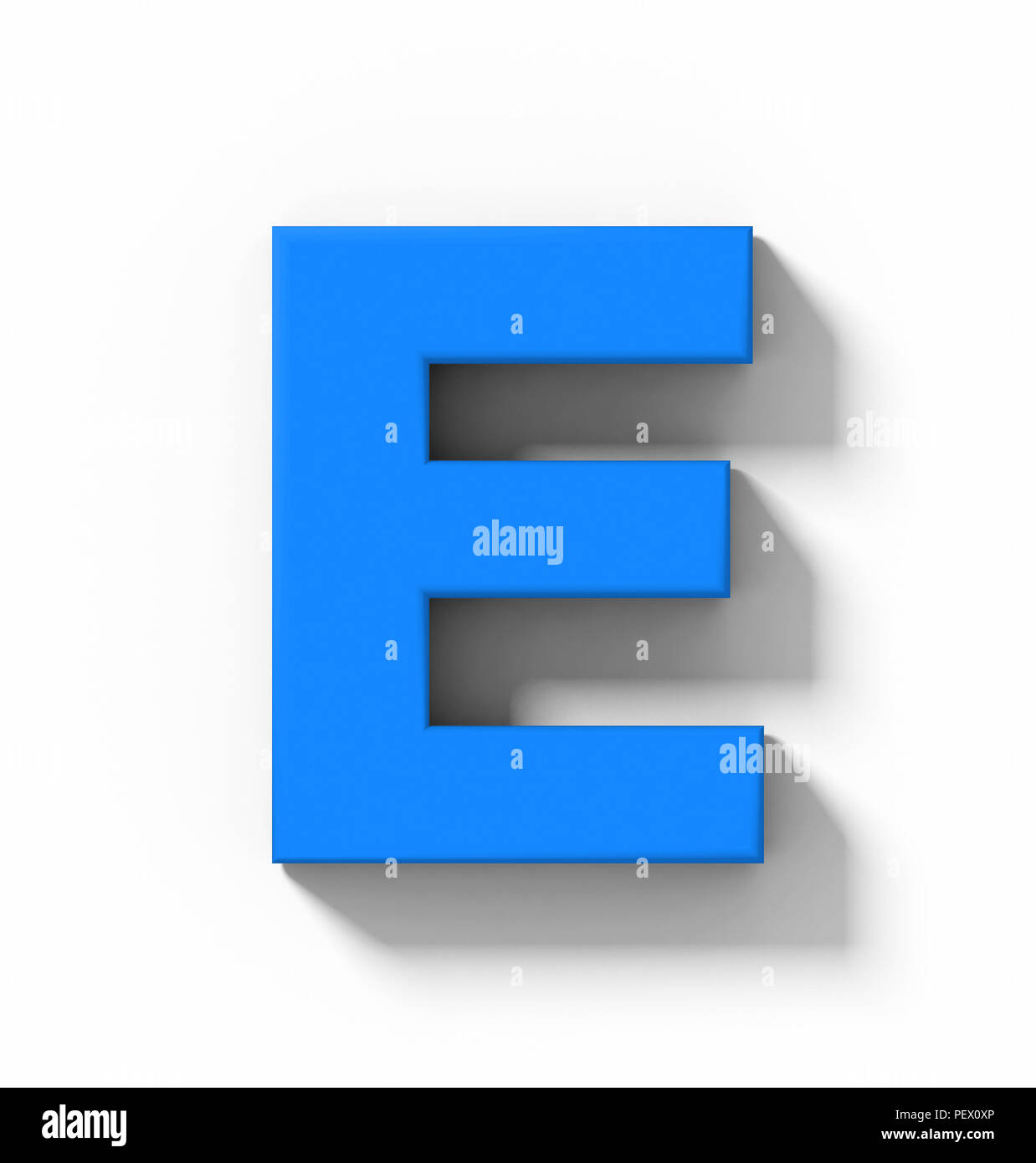 letter E 3D blue isolated on white with shadow - orthogonal projection ...