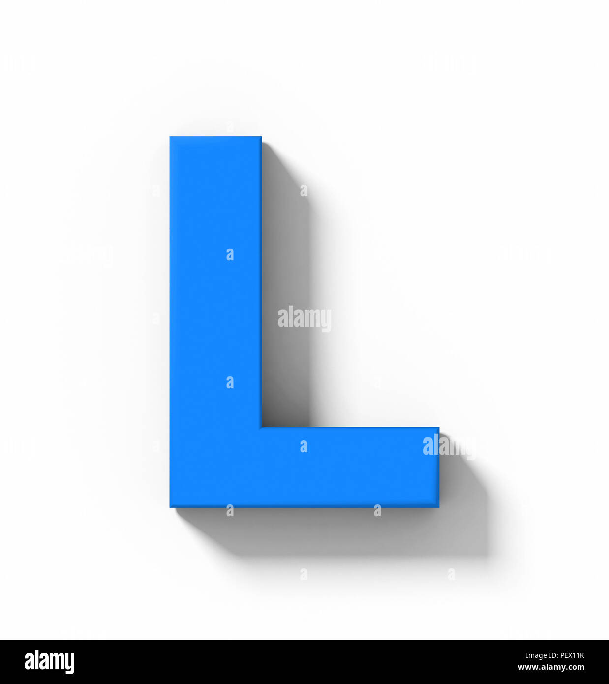 letter L 3D blue isolated on white with shadow - orthogonal projection ...