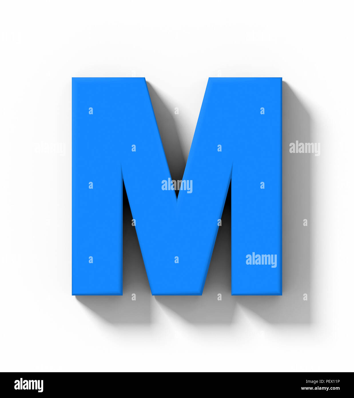 letter M 3D blue isolated on white with shadow - orthogonal projection ...