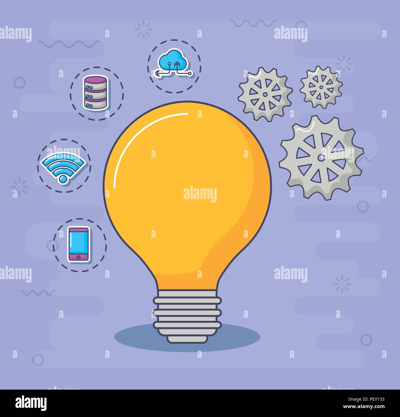light bulb with innovation and technology related icons around over ...