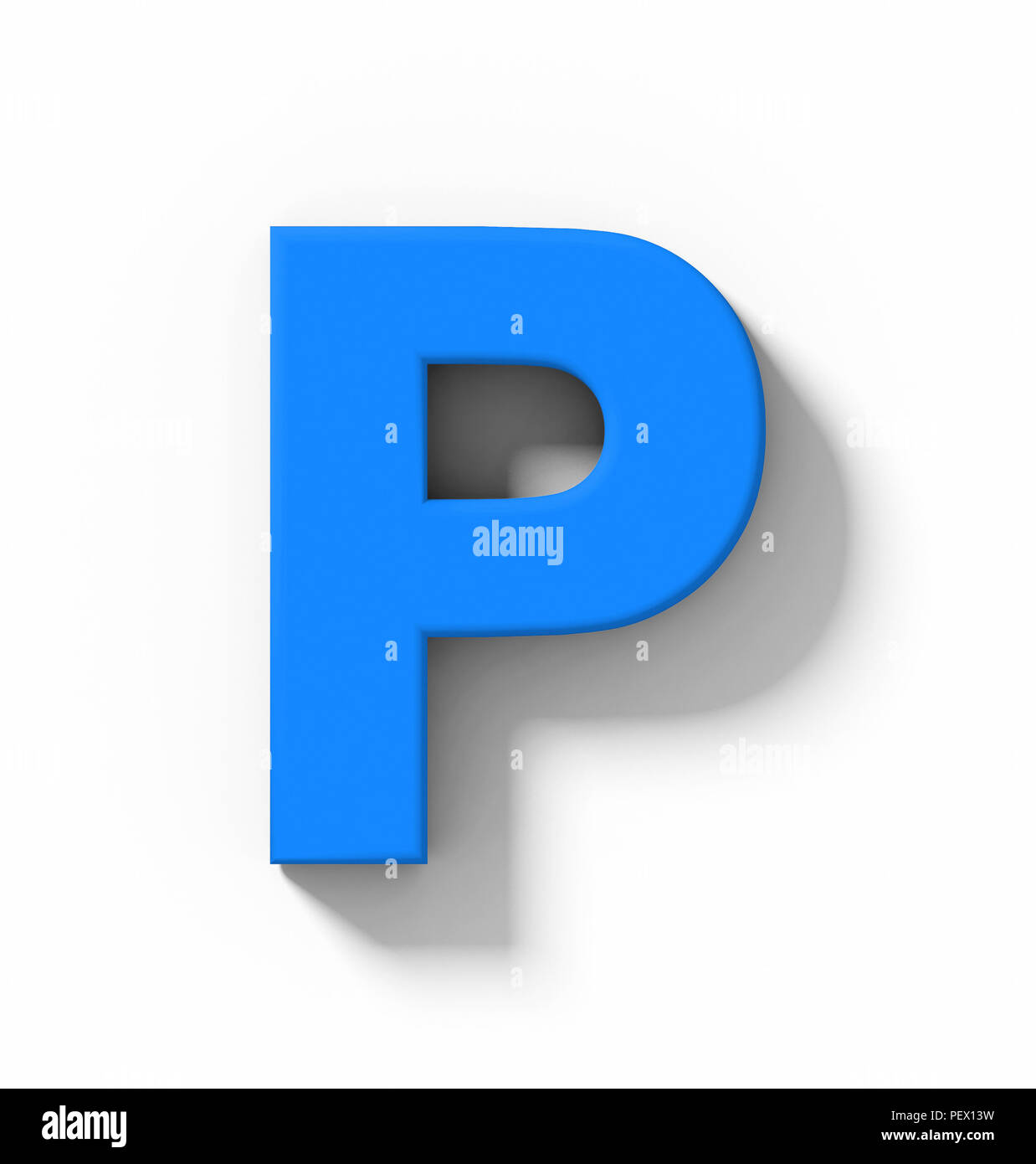 letter P 3D blue isolated on white with shadow - orthogonal projection ...