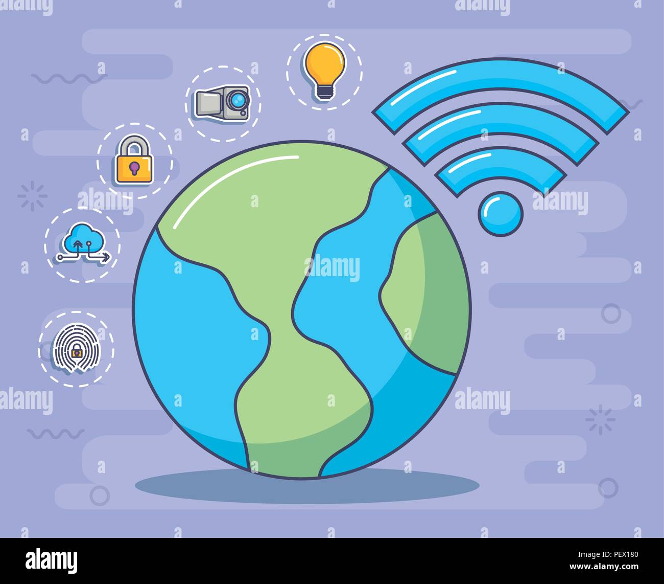 earth planet and wifi symbol with innovation and technology related ...