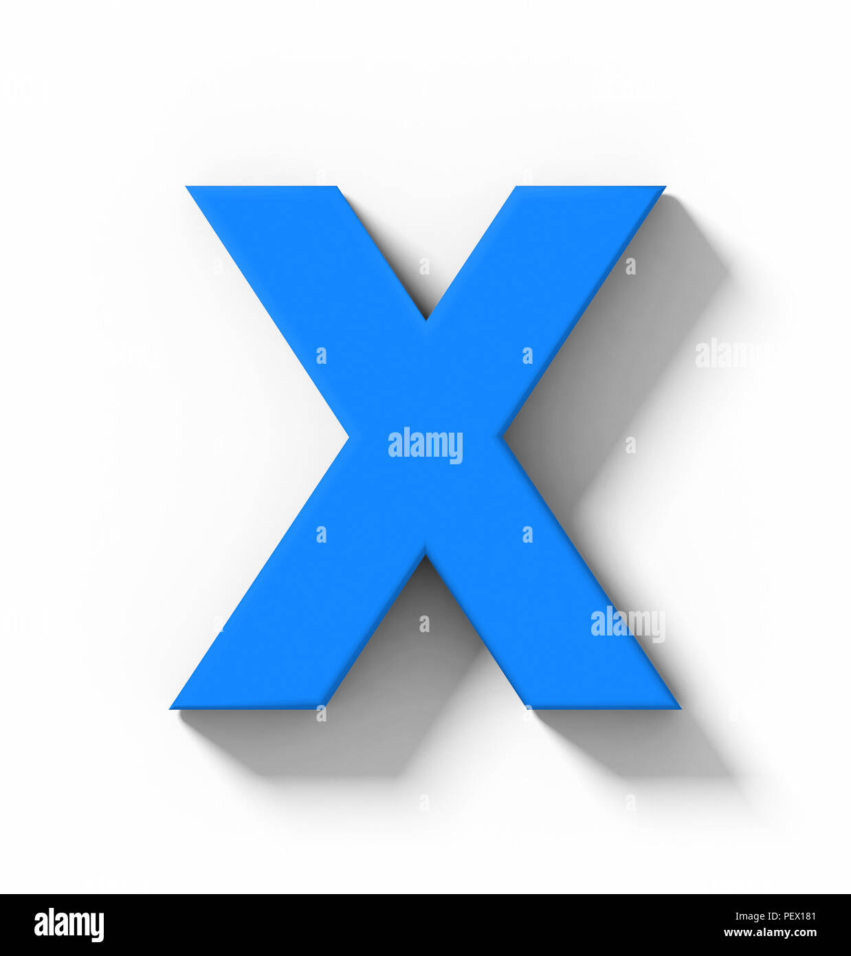 letter X 3D blue isolated on white with shadow - orthogonal projection ...