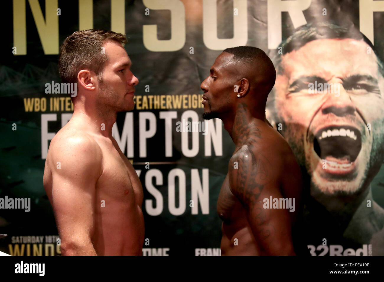 Luke Keeler (left) and Dwain Grant (right) during the weigh-in at the ...