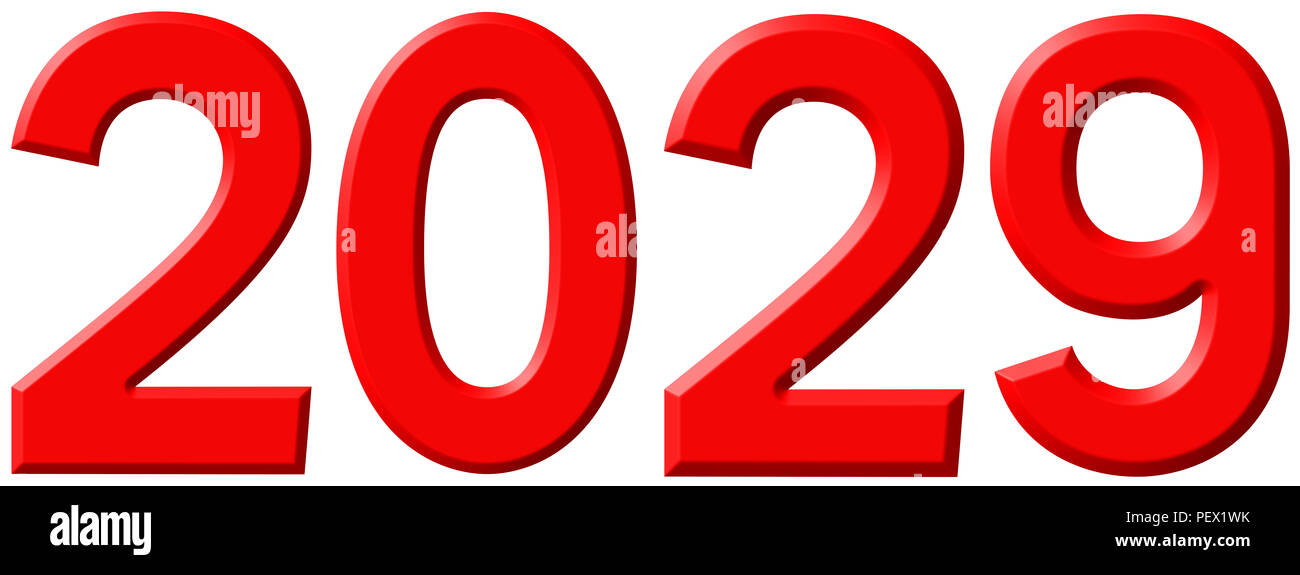 Inscription 2029, isolated on white background, 3d render Stock Photo ...